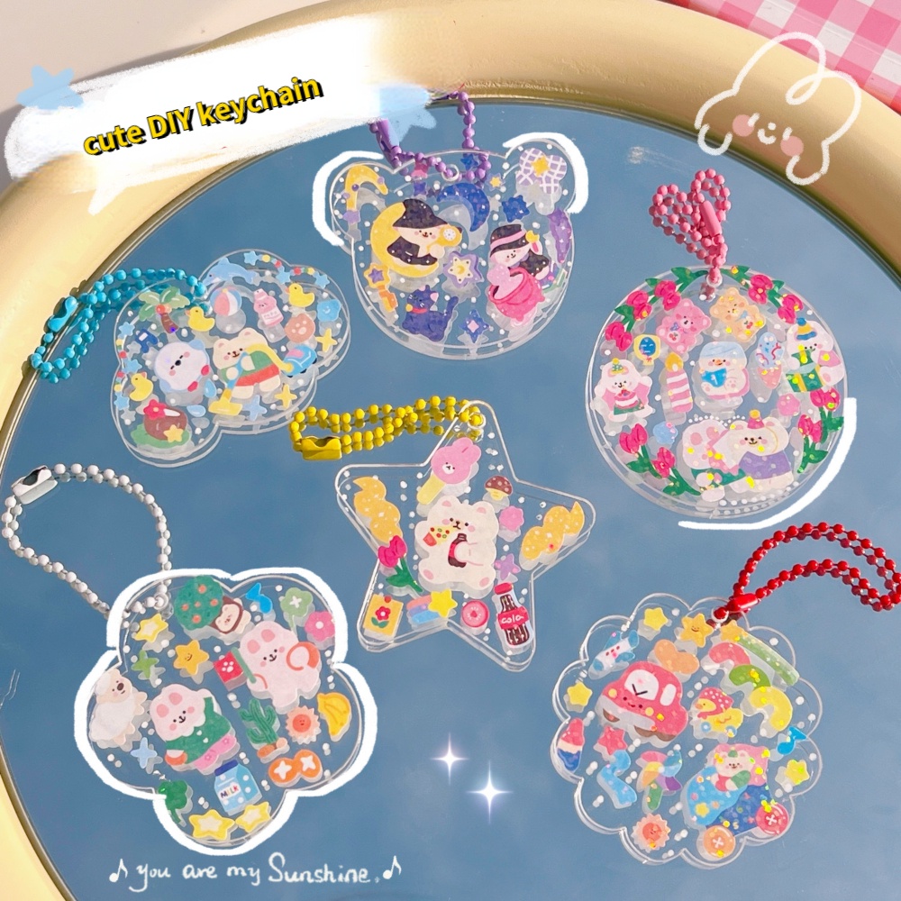YoYo Keychain DIY Cute Bling Acrylic Round Star Diy Bag Accessories Ins ...