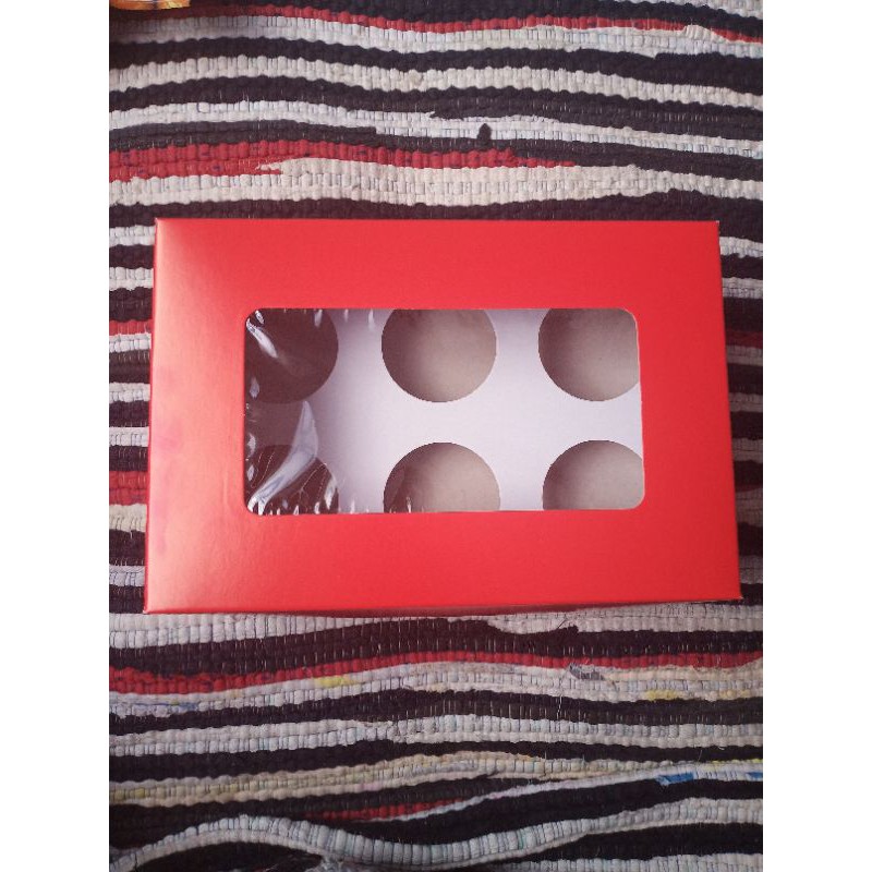 Cupcake Box by 6s + Holder 6 Holes size 6x9x3in | Shopee Philippines