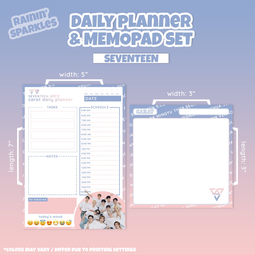 [FREE PHOTOCARD] SEVENTEEN Handmade Daily Planner & Memopad SET ...