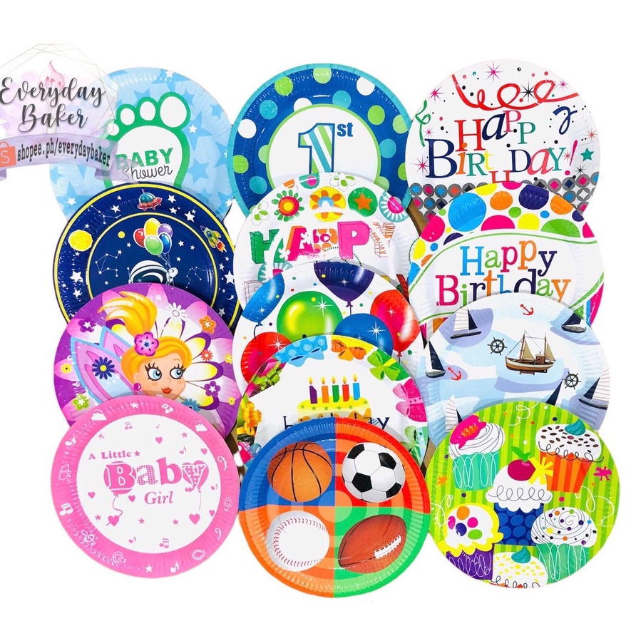 EVERYDAY BAKER -10 pcs. Laminated Paper Plate With Design For Parties ...