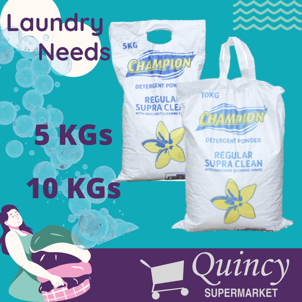 Champion Supra Clean Detergent Powder Original 5kg / 10kg | Shopee ...