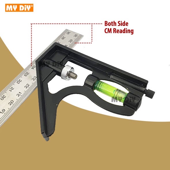 Arrow Stainless Steel Combination Square Ruler Level Gauge Angle Metric ...