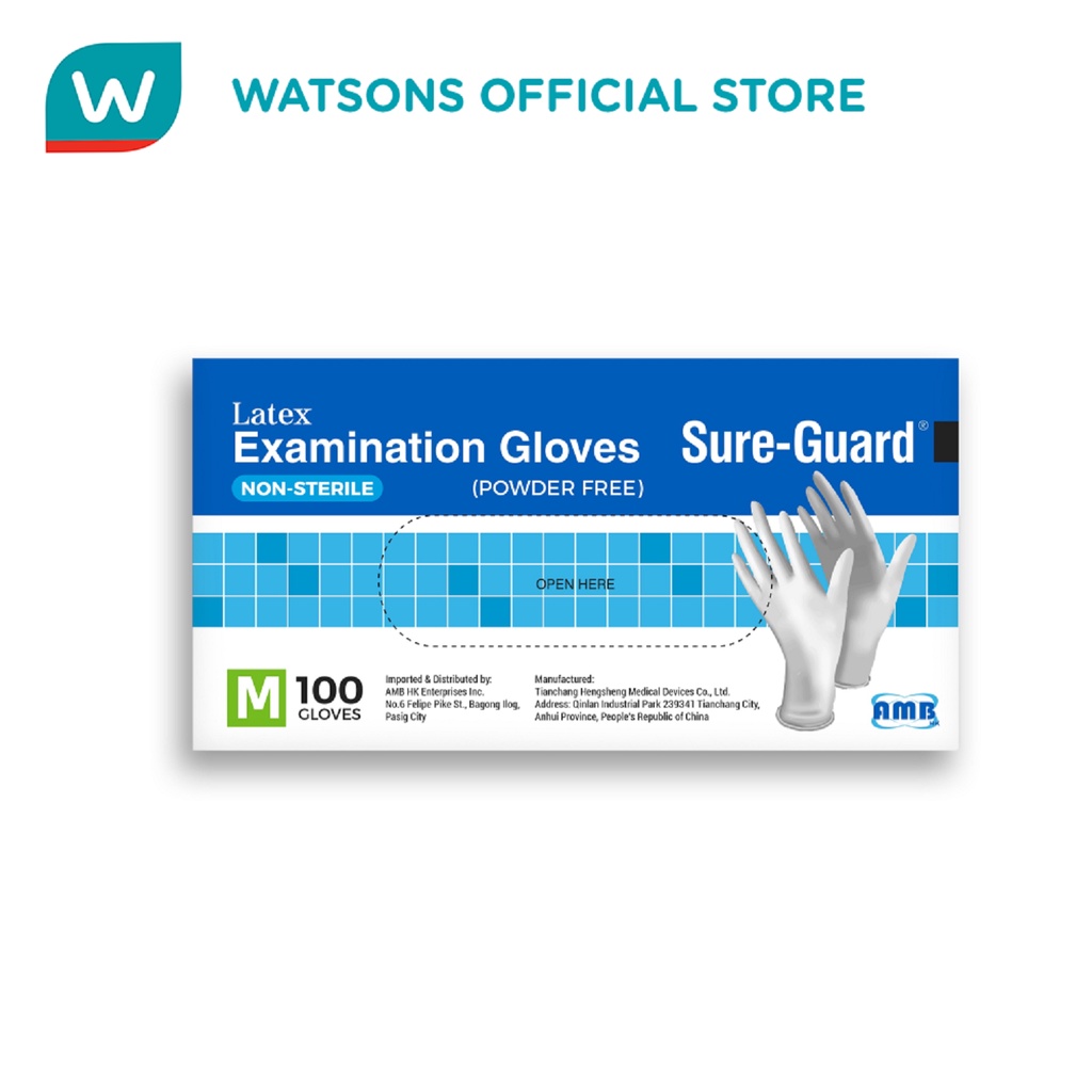 SURE-GUARD Latex Examination Gloves Medium 100 Gloves | Shopee Philippines