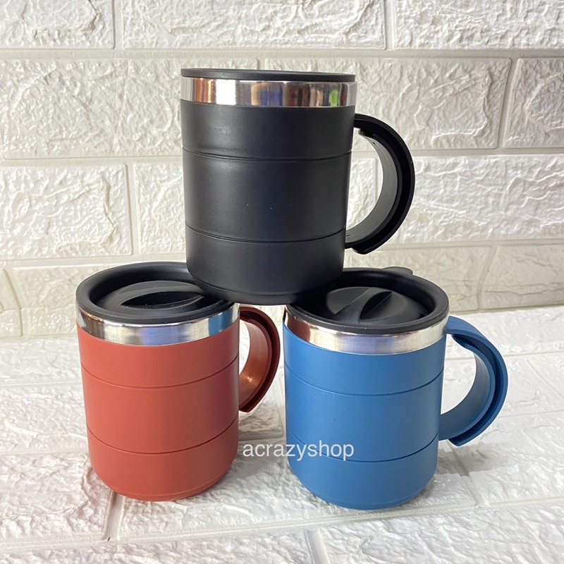 Colored Stainless Steel Coffee Mug Coffee Cup with Lid 300ml Table Mug Office Mug Steel Mug w ...