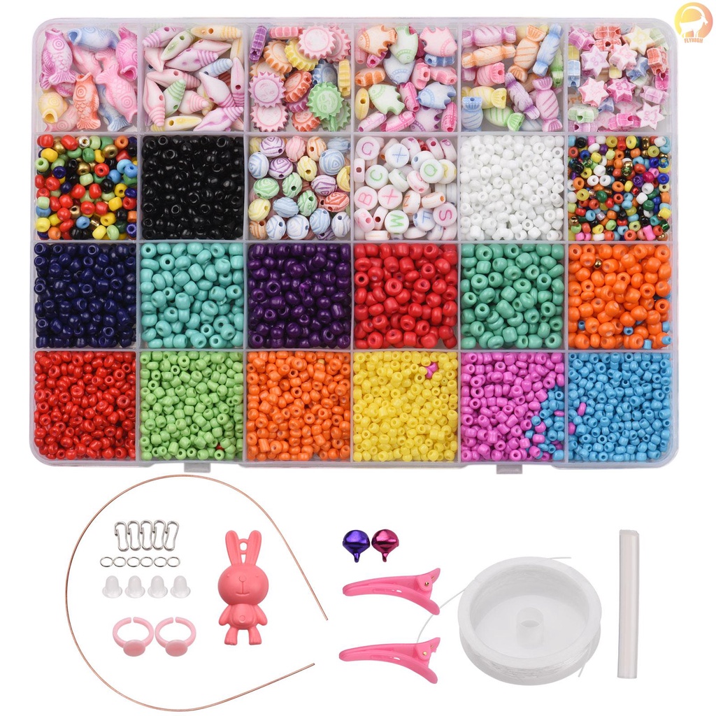 Bead Bracelet Making Kit with Mixed Color Letter Fish Star Flower Candy ...