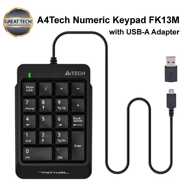 A4Tech FStyler Numeric Keypad Wired FK13M with USB-A Adapter | Shopee Philippines