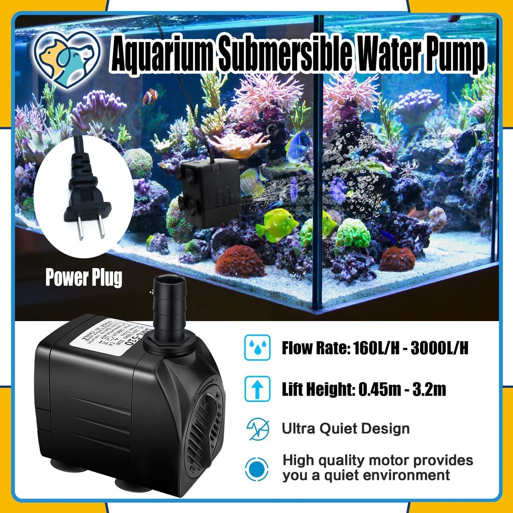 2.5W-16W Submersible Water Pump Aquarium Fountain Air Fish Pond Cycle Filter Fresh Marine Water ...
