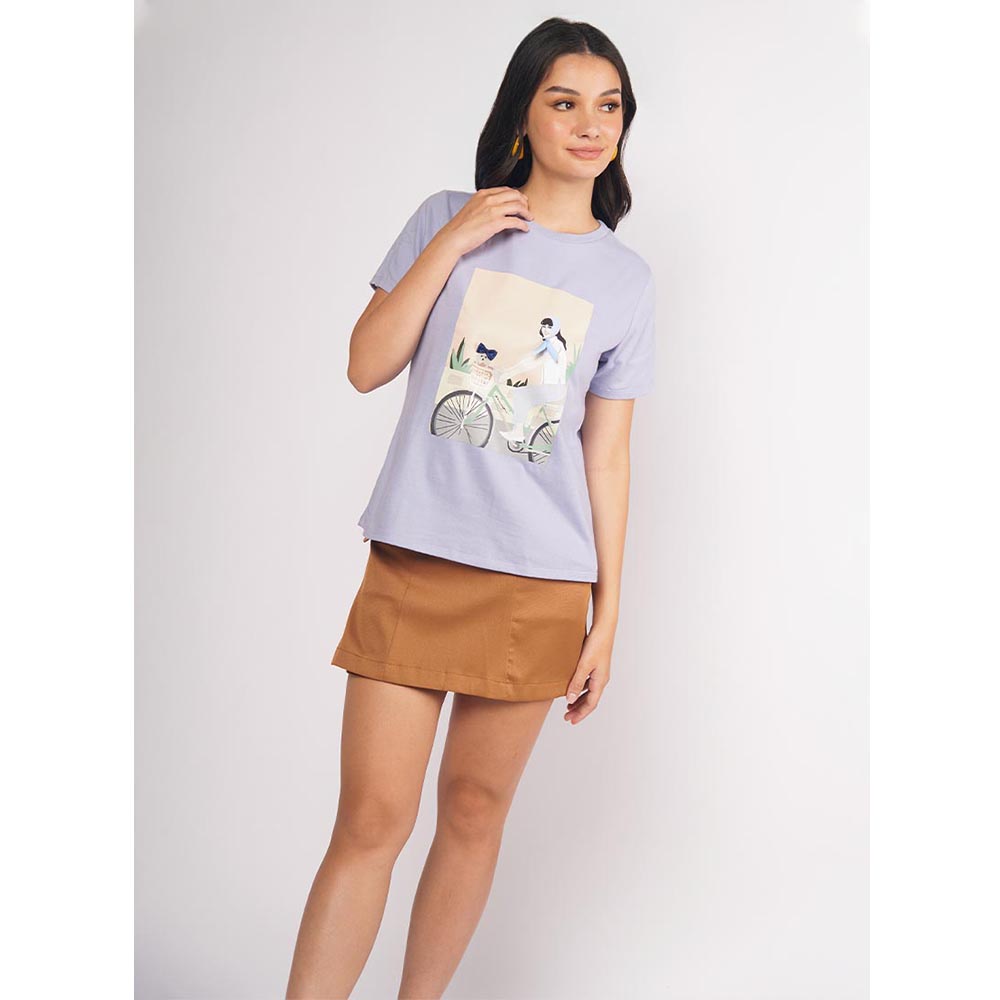 Iconic Tees Audrey Short Sleeve Top (P.Blue) | Shopee Philippines