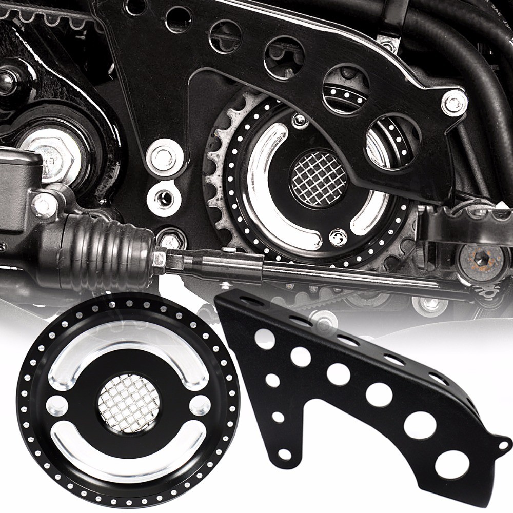 Motorcycle Front Black Drive Pulley Engine Upper Cover Sets For Harley ...