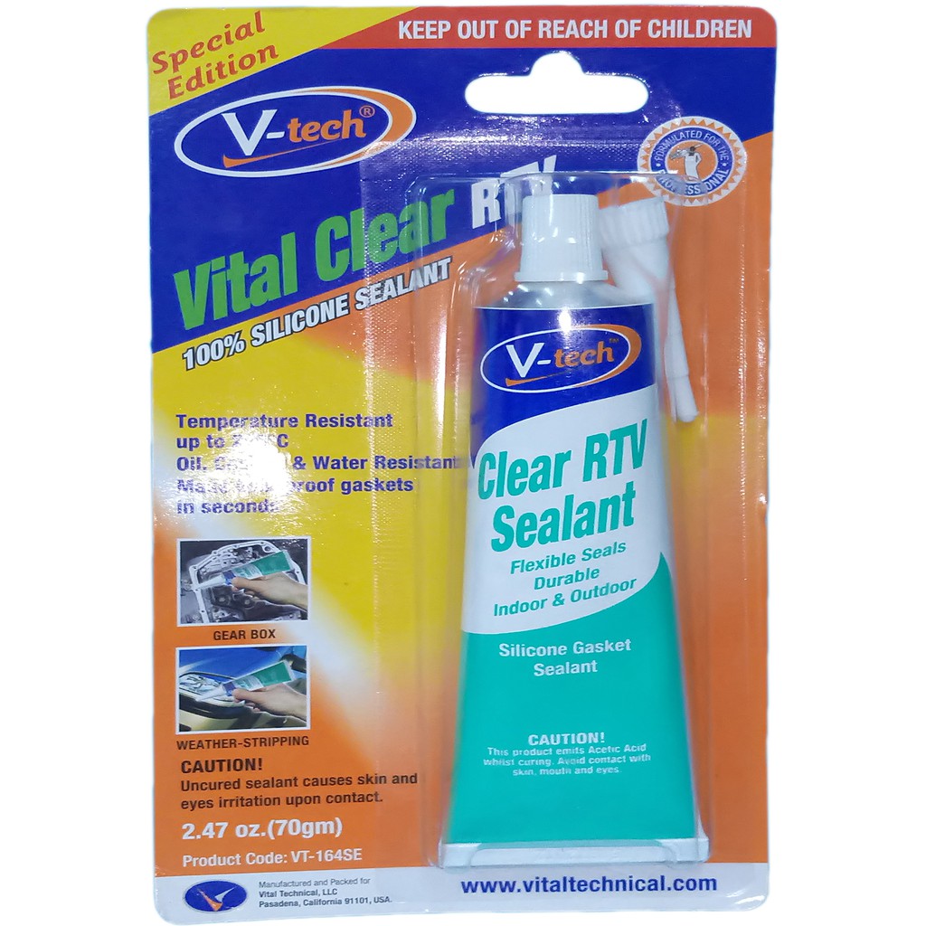 V-TECH RTV ( CLEAR ) SILICONE GASKET MAKER 70GRAMS VTECH | Shopee ...