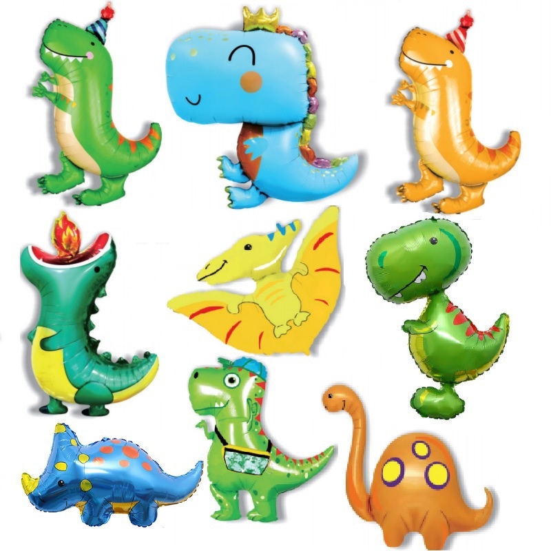 Cartoon Dinosaur Foil Balloon Children Kids Birthday Dino Decoration Cute Raptor Helium Ballon ...