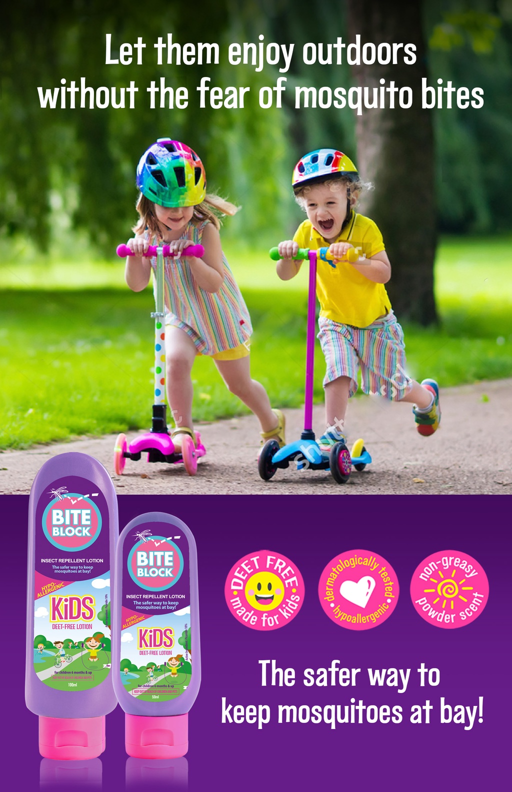 Bite Block Kids Insect Repellent Lotion 50mL. DEET-free, hypoallergenic ...