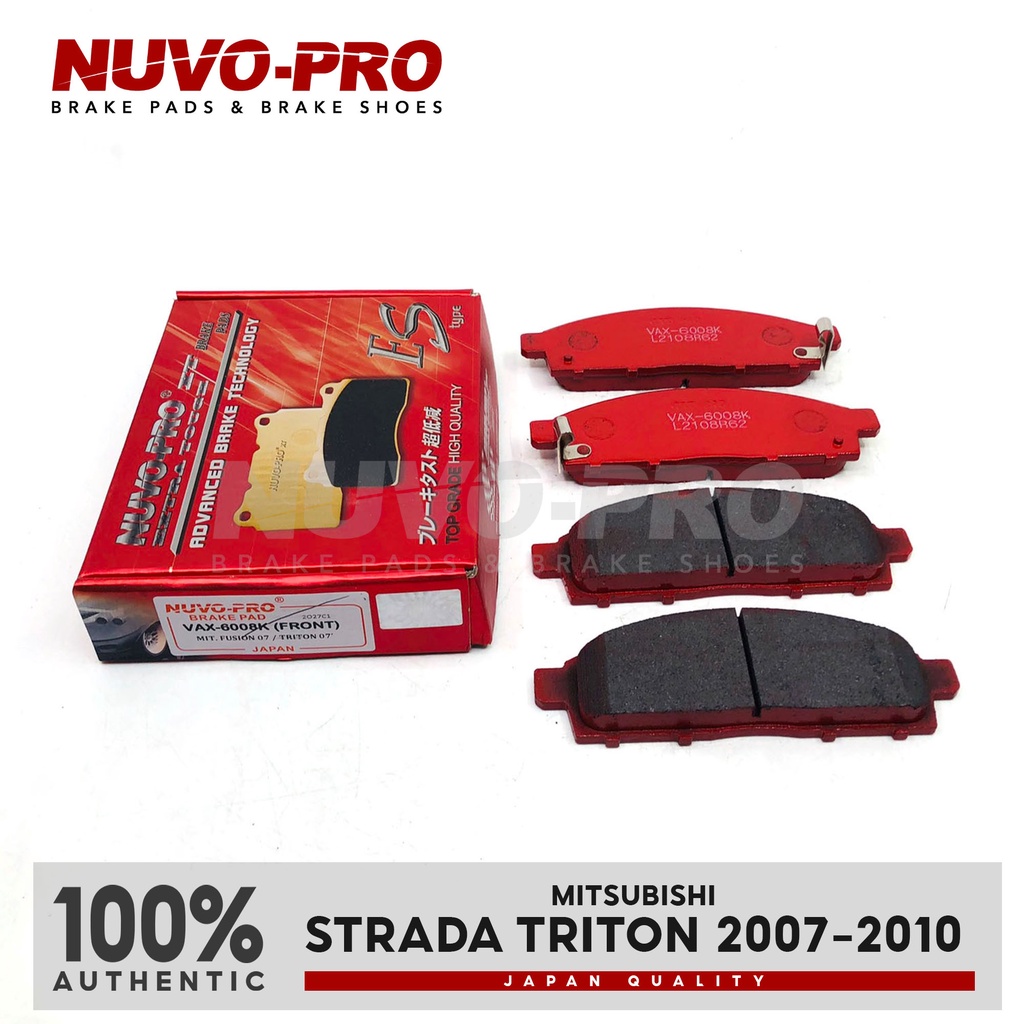 Nuvo-Pro Brake Pad Front Mitsubishi Strada Triton 2007-2015 VAX-6008K SET | Shopee Philippines