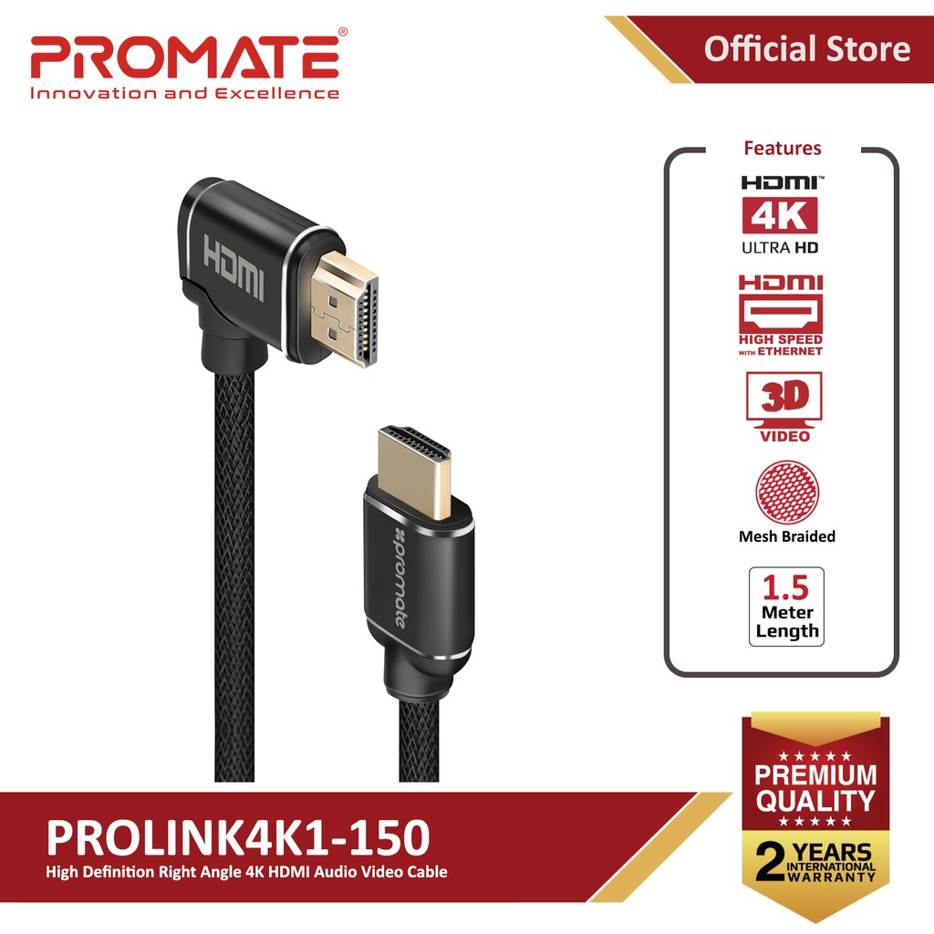 Promate ProLink4K1-150 4K HDMI Cable 4K Ultra HD 150cm Mesh-Armored ...