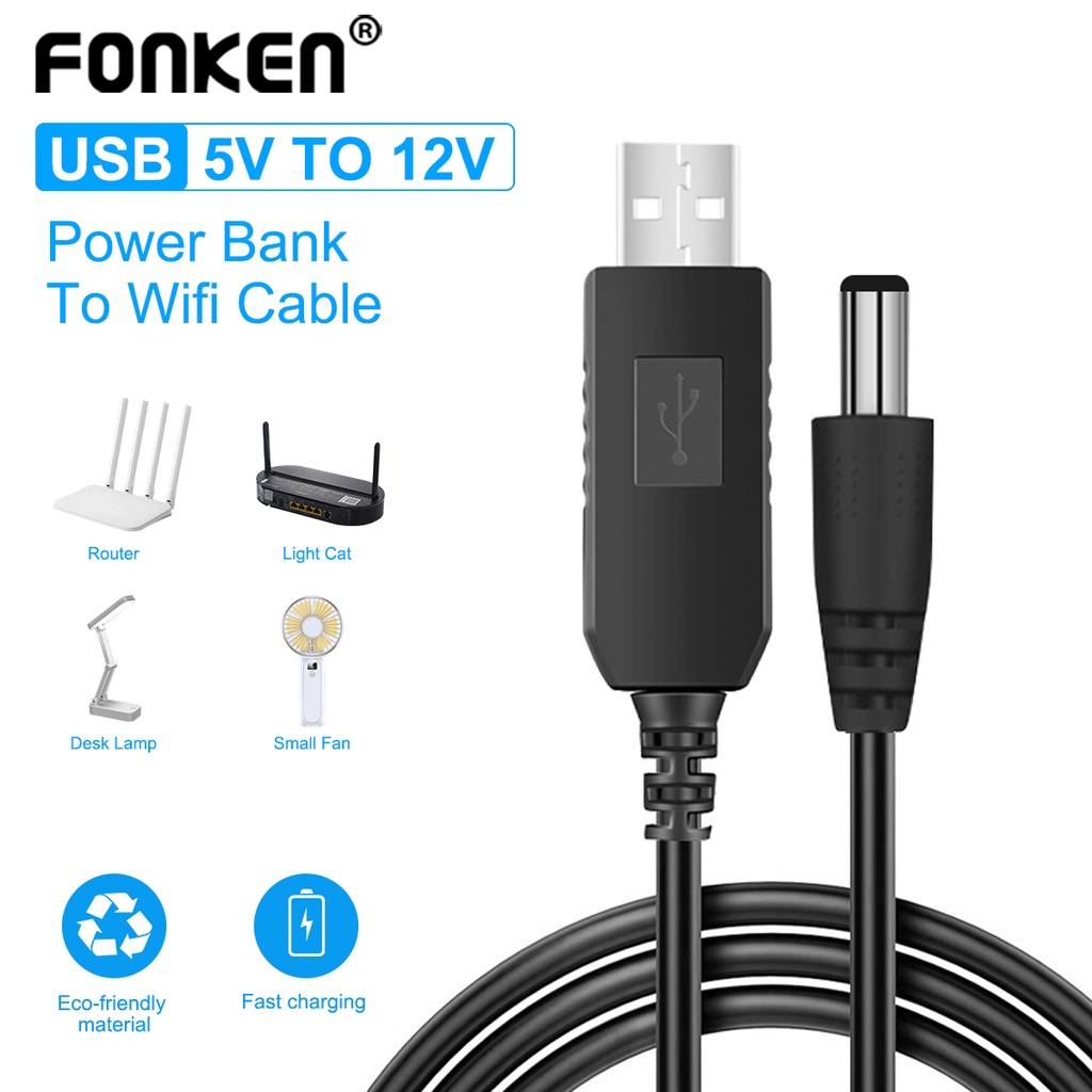 Fonken Usb To Dc Power Cable Universal Boost Converter Step-Up Charging ...