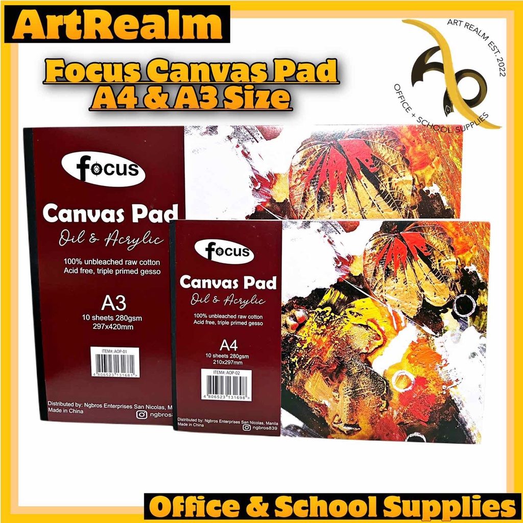 Focus (280gsm) Canvas Pad [A4 & A3 Sie] [10 Sheets/Pad] | Shopee ...