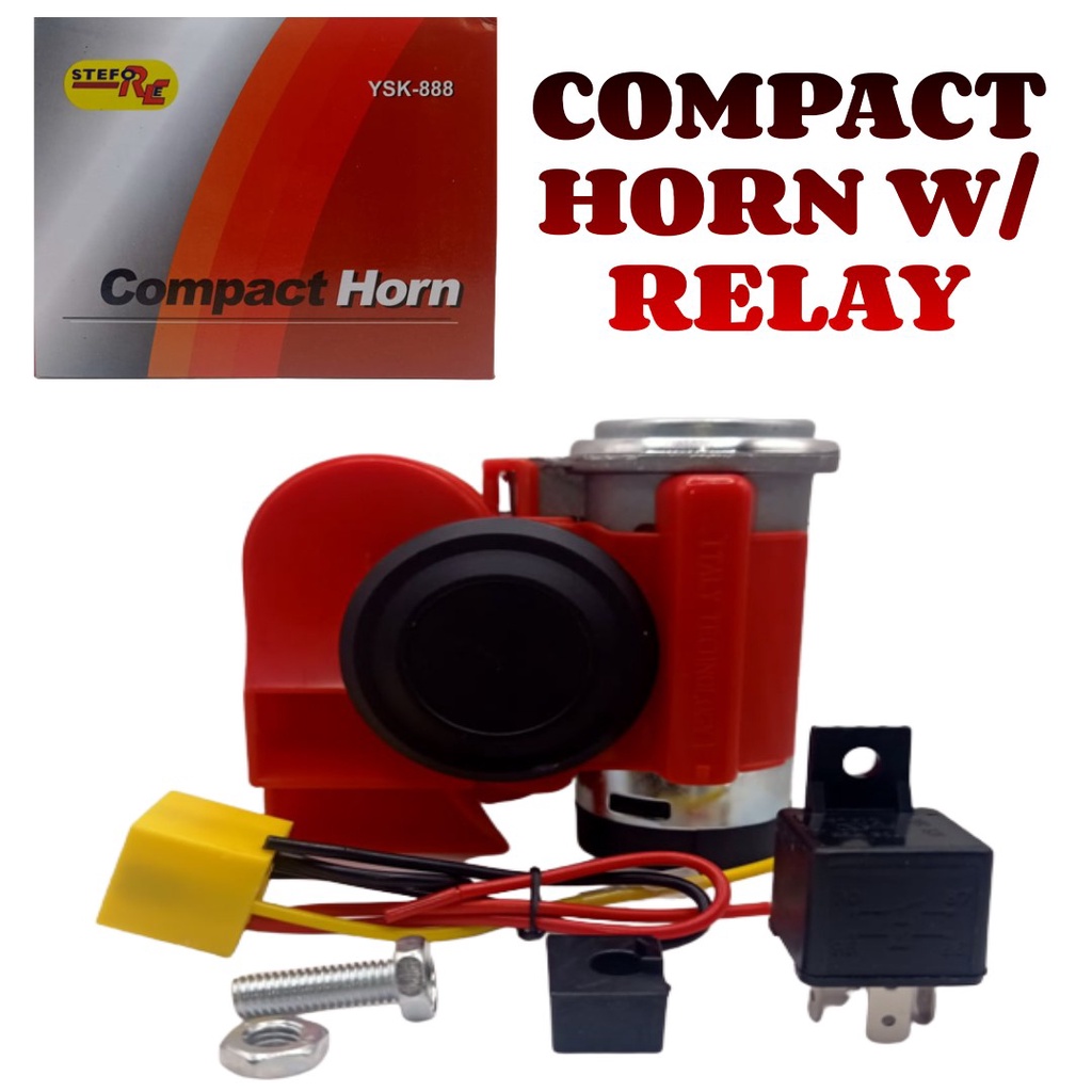 COMPACT1 HORN LOUD HORN WITH HORN RELAY SET 12V | Shopee Philippines