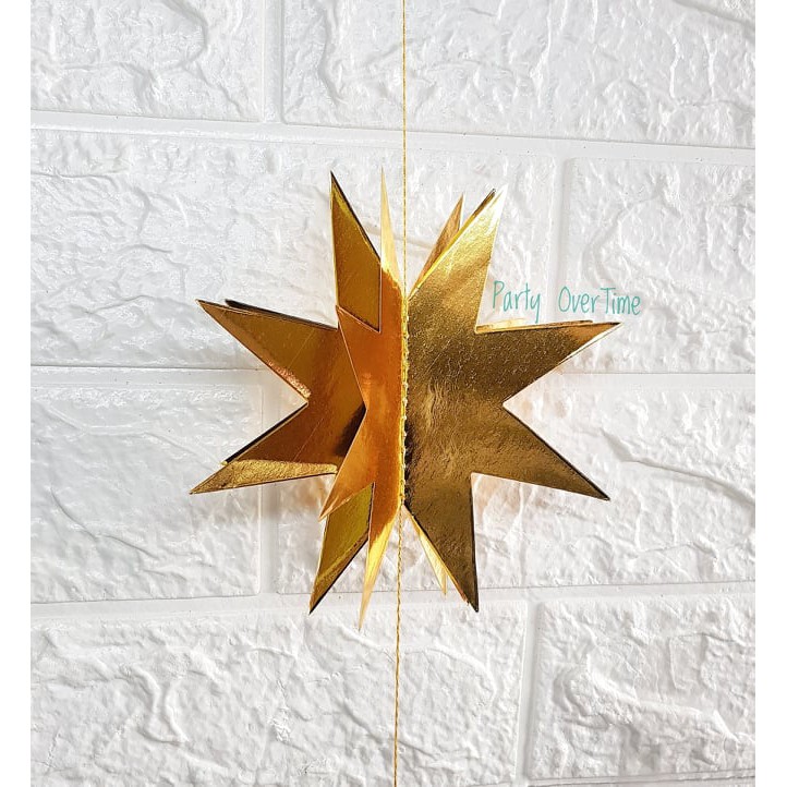 3D Banderitas Metallic Gold / Rose Gold Star Wall Party Decoration ...