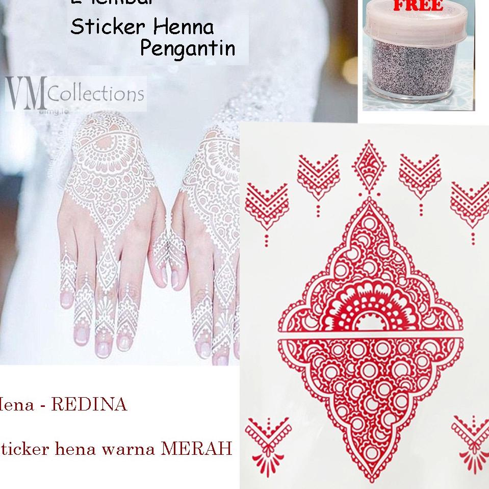 9.9 SUPER 2 Sheets Of Bridal Henna Sticker Free Gliter - Instant Hena ...