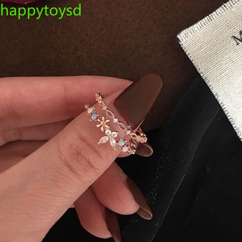 Butterfly Zircon Sweet Girl Heart Flower Ring Open Ring Female Fresh ...