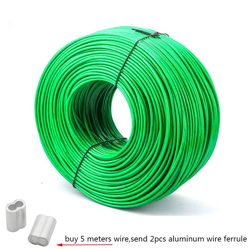 5 Meter Steel wire Green PVC Coated Flexible Wire Rope Cable Stainless ...