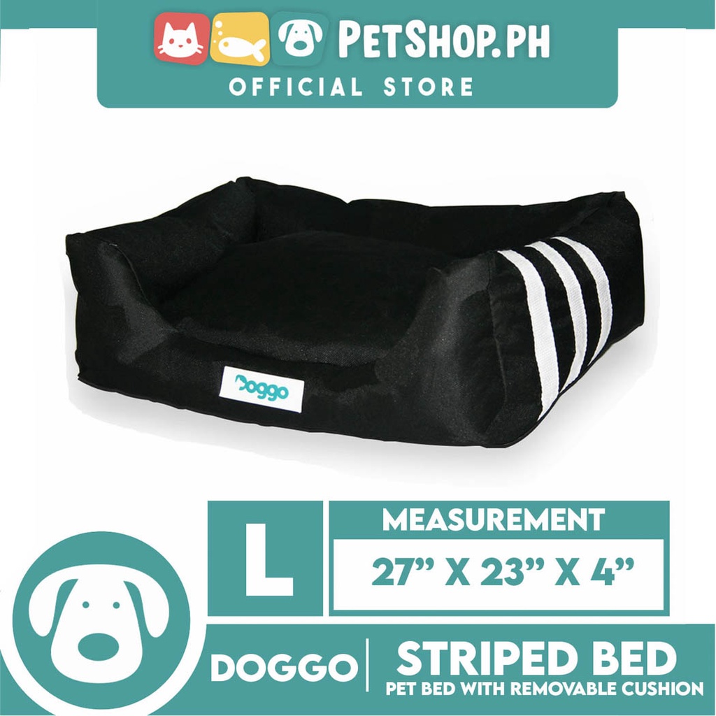 Doggo Striped Bed Black with White Striped (Large) with Removable ...