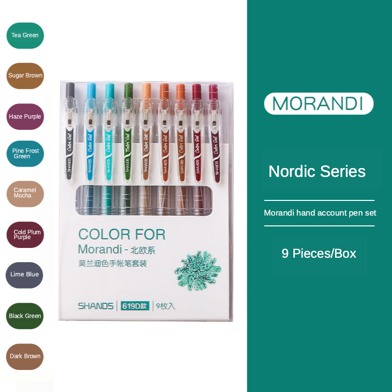 9Pcs/Set Morandi Pen Press Type Colored Ballpoint Pen | Shopee Philippines
