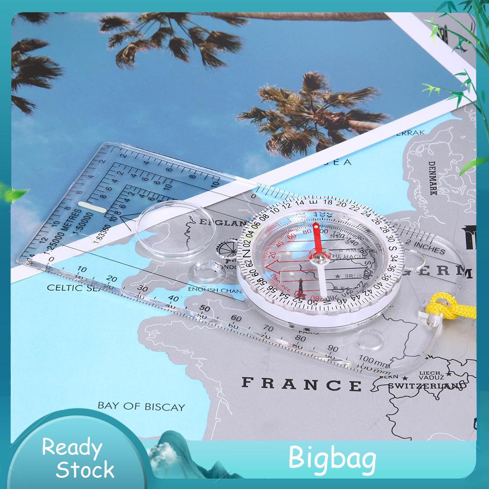 Baseplate Map Magnifying Mini Orienteering Camping Scouts Compass Ruler ...