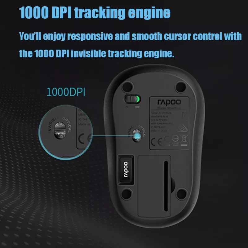 Rapoo M10 PLUS 2.4G Mini Optical Wireless Mouse Reliable 1000DPI Mice with Nano USB Receiver ...
