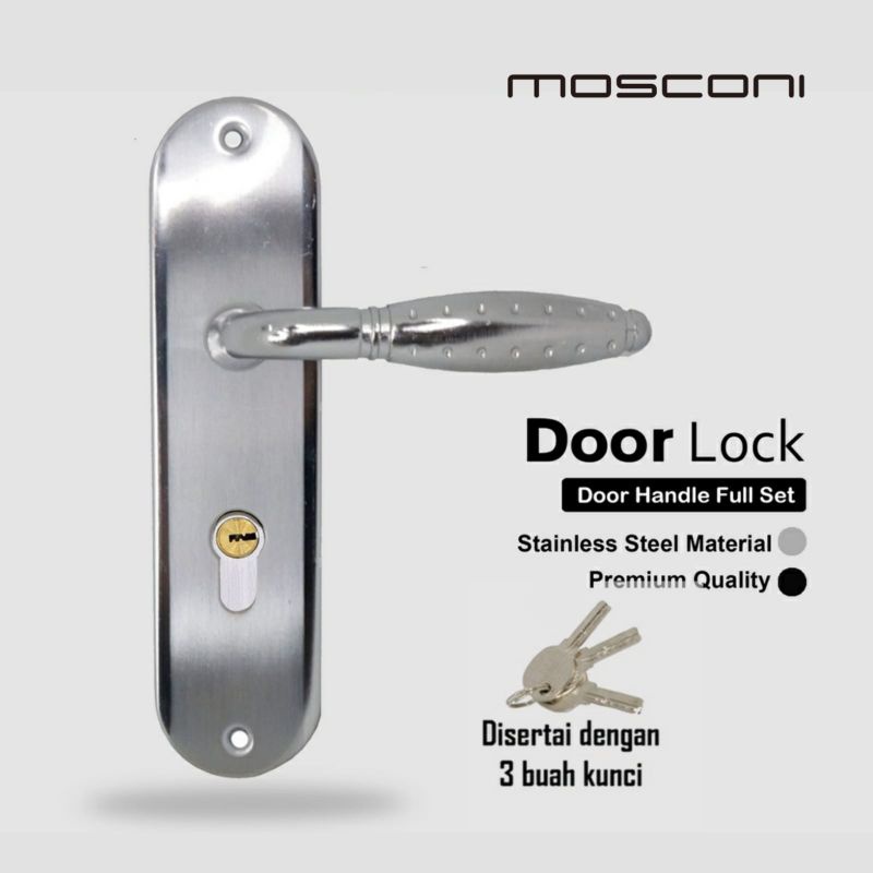 Mosconi Large House Door Lock 25cm Premium Cylinder Round Handle Full ...