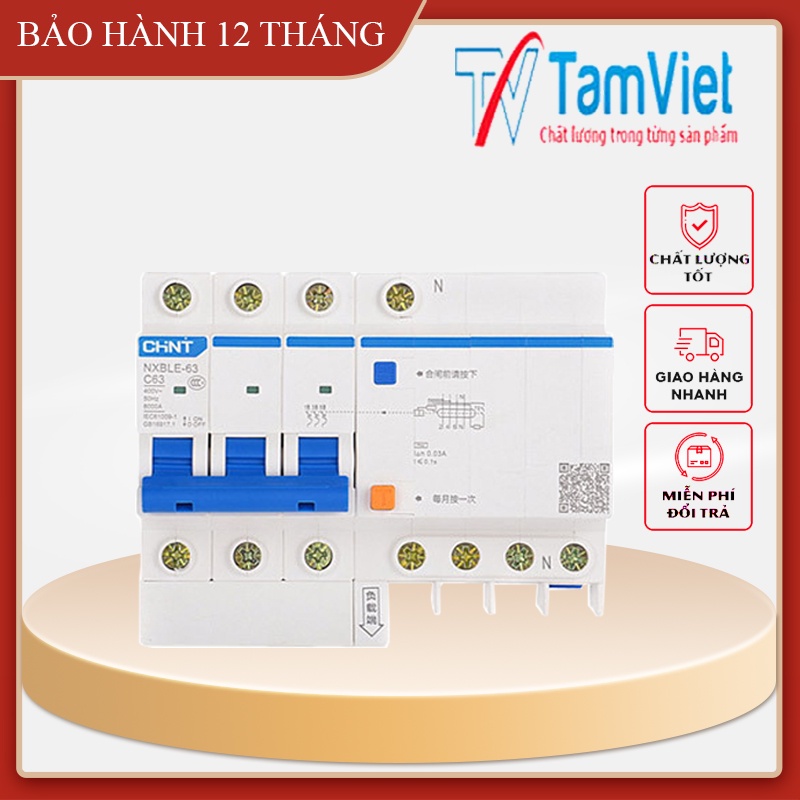 Aptomat Chint 63A 3 Phase Anti-Leakage, Anti-Shock NXBLE 63A (3P + N) | Shopee Philippines
