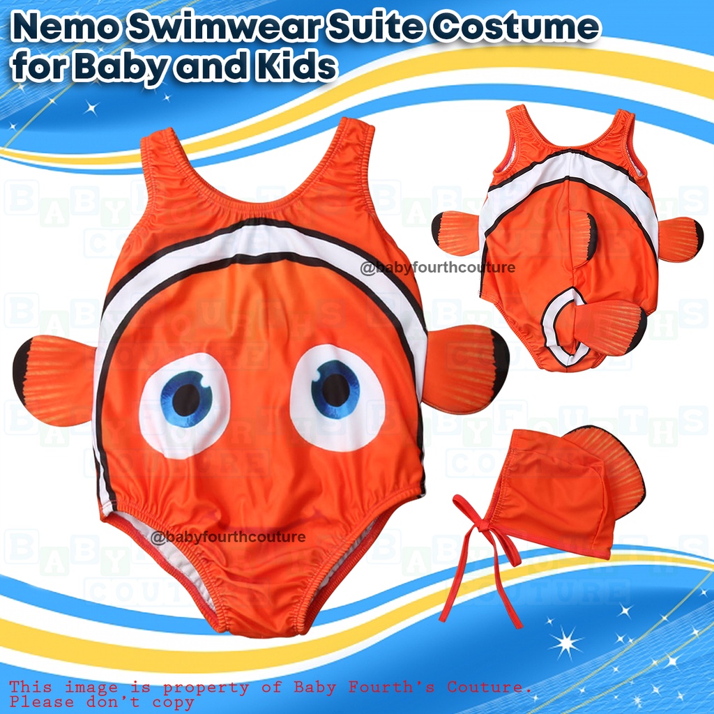 COD Baby Nemo Bikini with Cap Swimwear for Kids | Shopee Philippines