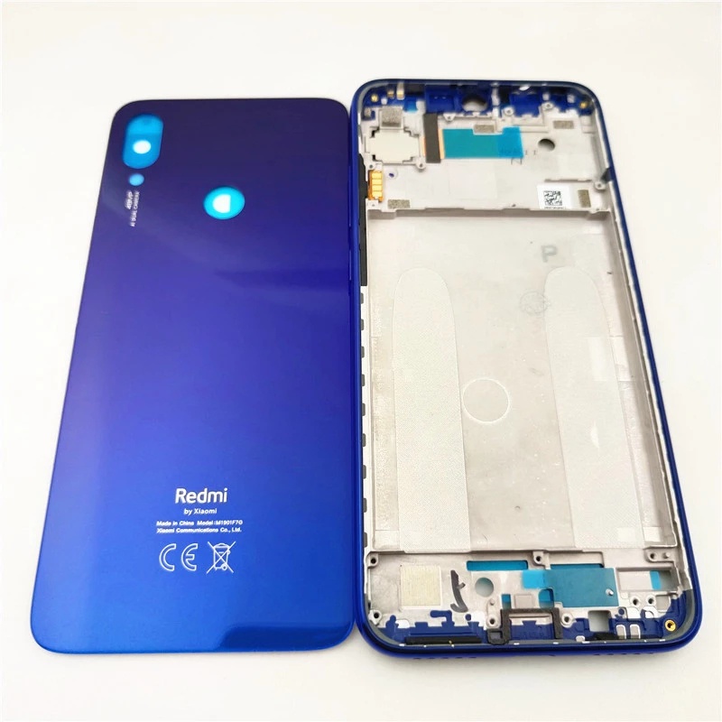 For Xiaomi Redmi Note 7 Front Frame Housing Bezel +Glass Back Cover ...