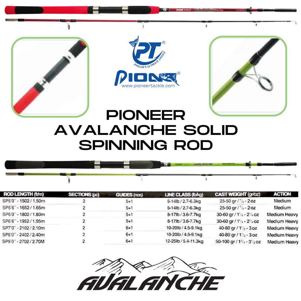 Pioneer Avalanche Solid FG Spinning Rod 6ft 7ft 8ft | Shopee Philippines