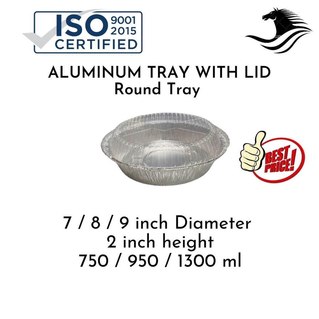 [500 PCS] Round Aluminum Tray with Lid 7 8 9 inch diameter | Shopee ...