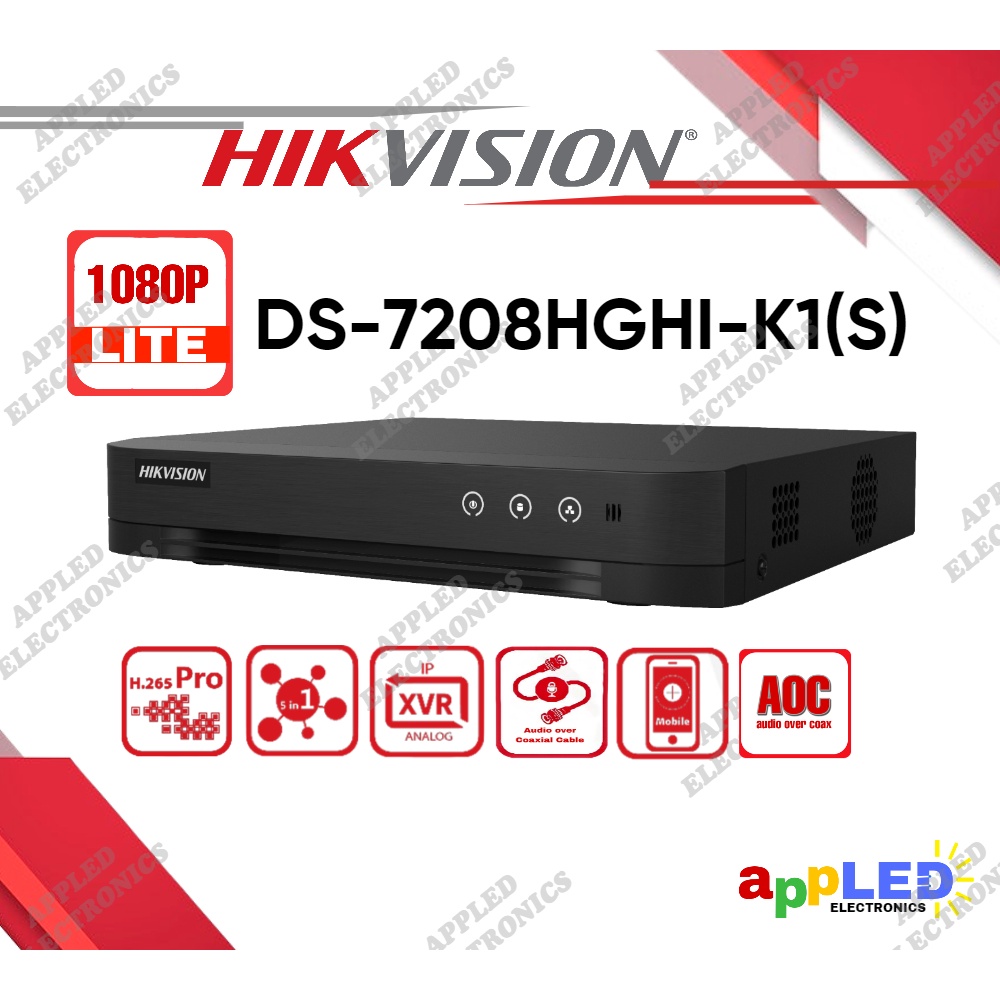 Hikvision DS-7208HGHI-K1(S) 8CH 1080P LITE H.265+ DVR with AoC (Audio ...