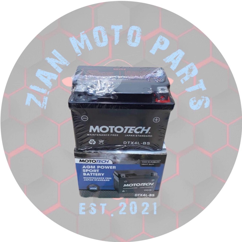 MOTOTECH BATTERY DTX4L-BS/ DIO / JOG /XRM/ BEAT/WAVE/MIO/FURY/SMASH ...