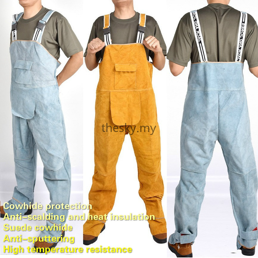 Leather welding overalls suits, welders protective clothing, insulating ...