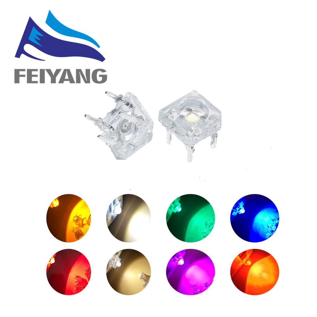 10Pcs 5mm F5 Piranha LED White Red Green Amber Clear 5mm LED Diode ...