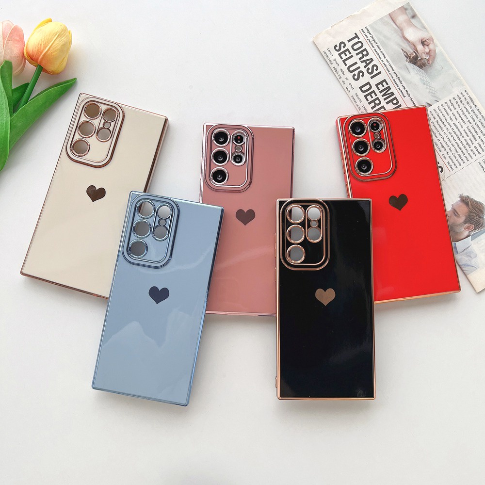 Plated Love Pattern Soft Silicone Case For Samsung Galaxy A16 A54 A34 A24 A14 A23 A13 A53 A42 ...