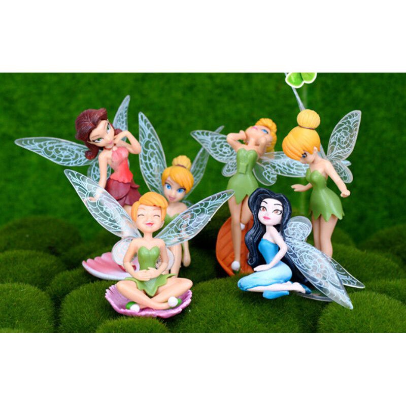 COD!!! 6PCS Tinker Bell Flower Fairy Pixie Fly Wing Family Miniature ...