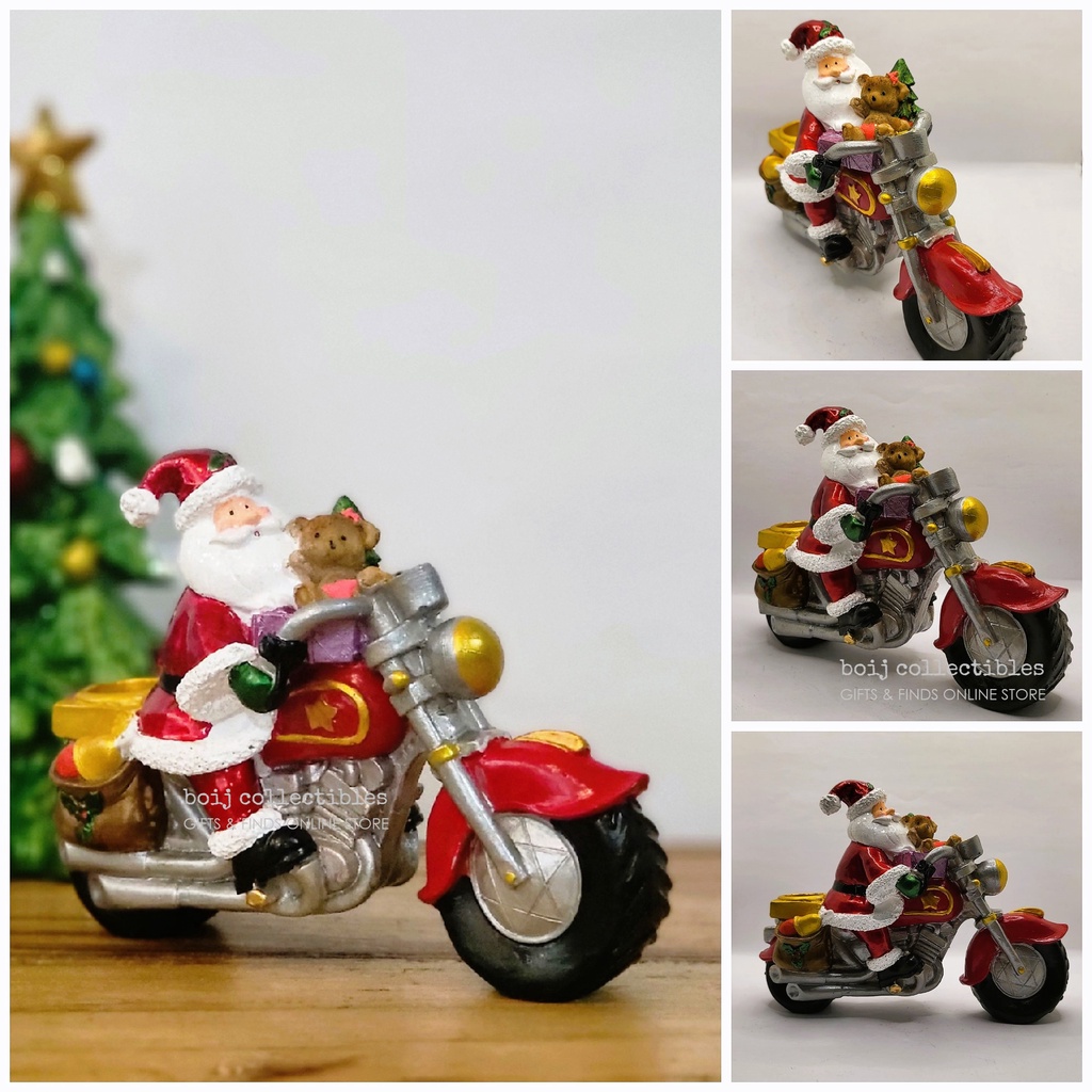 Santa Claus On A Motorcycle Figurine Resin Size:6x4.5 inches | Shopee ...