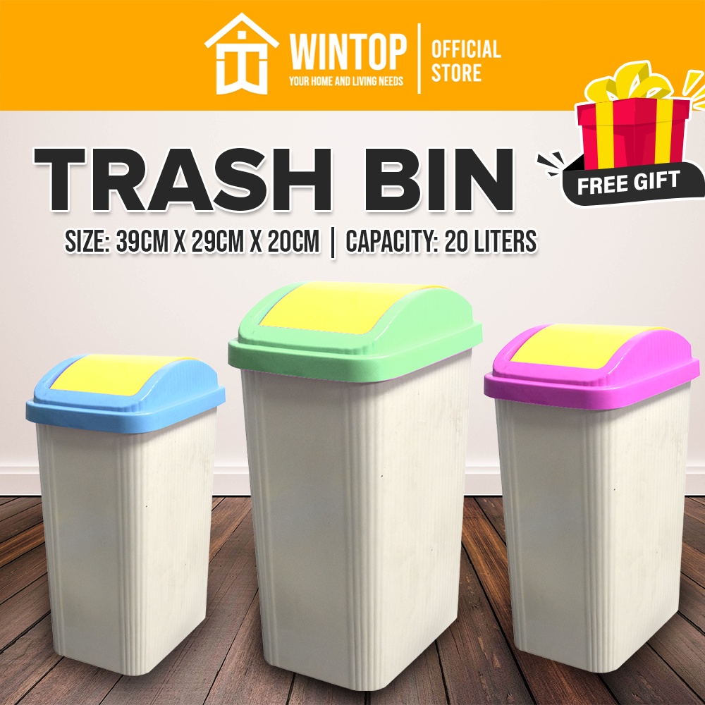 𝐖𝐢𝐧𝐭𝐨𝐩 Trash Bin with Cover Basurahan Garbage Disposal Dustbin Trash ...