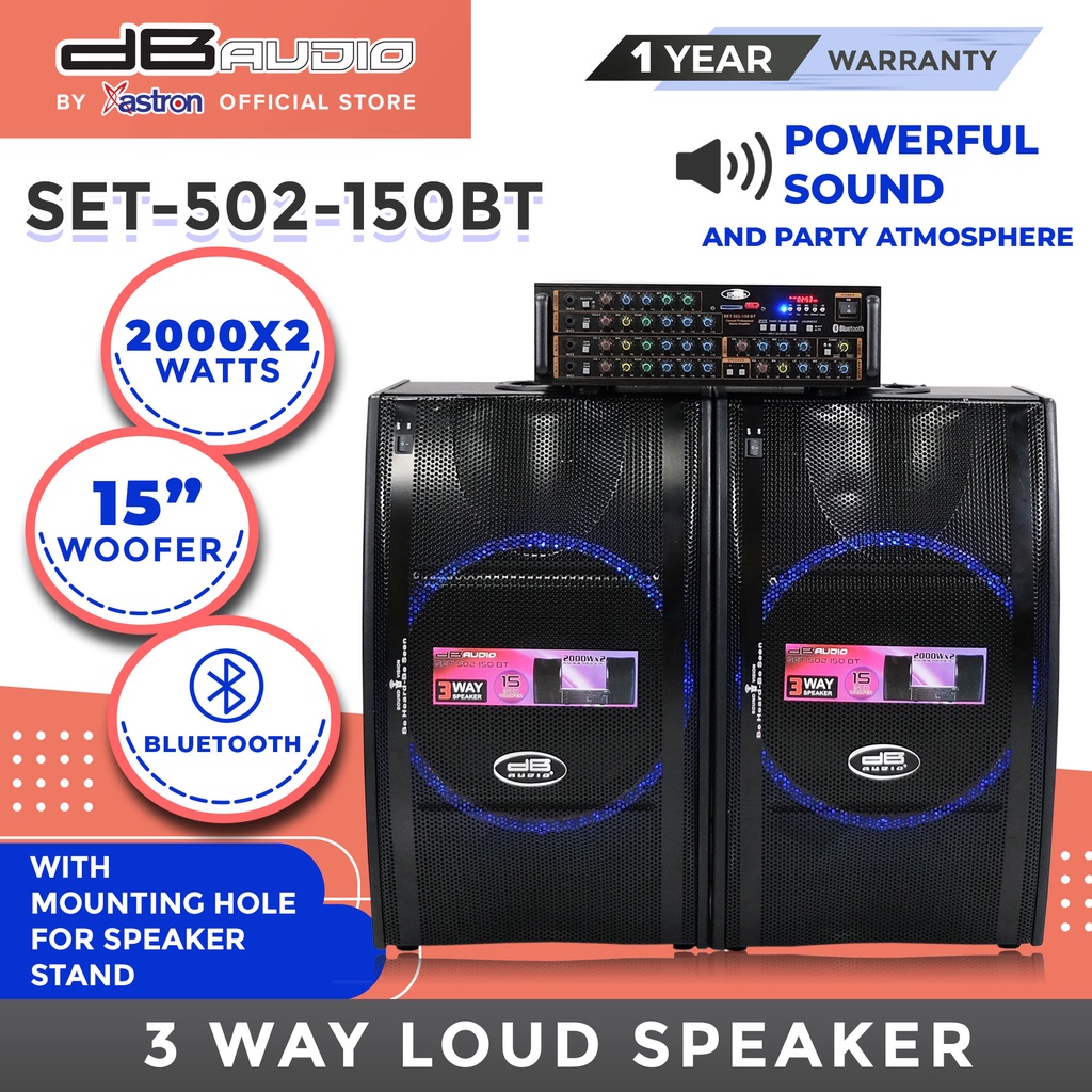 DB Audio by Astron SET502150BT 3-Way Loud Speaker with Amplifier ...