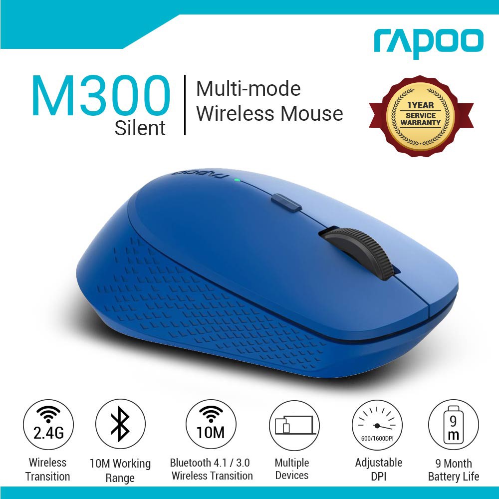 Rapoo M300 10m Bluetooth Mouse 2.4G Wireless mouse for laptop Ergonomic ...