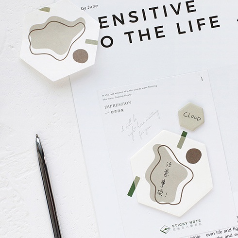 Set of hexagonal sticky notes, Impression sticky notes in neutral ...