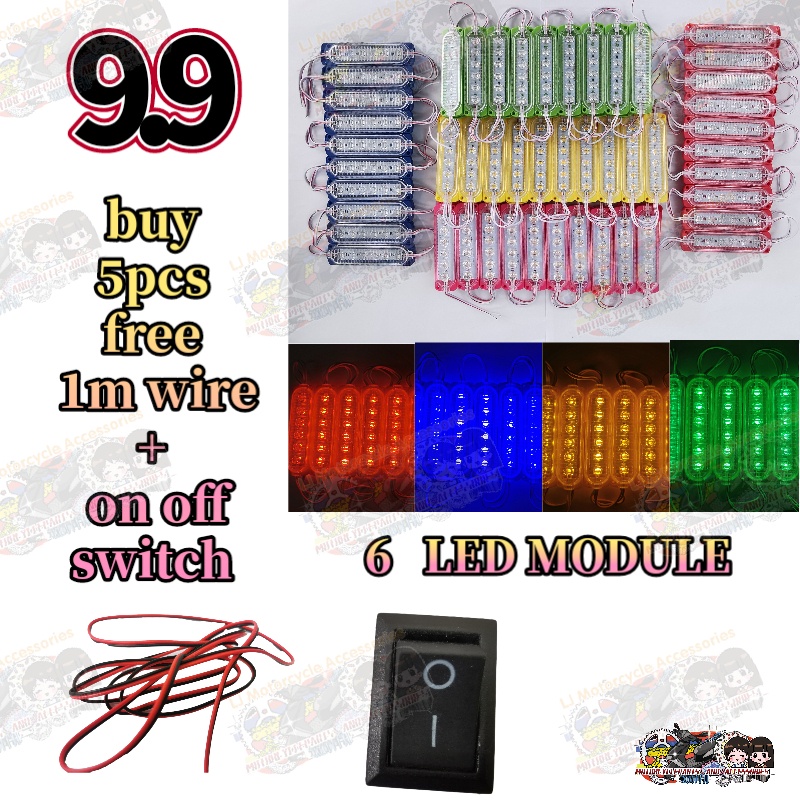 LJ Motorcycle 6 Led Module Lights 6 Eyes Light Waterproof 12V(Per Piece ...