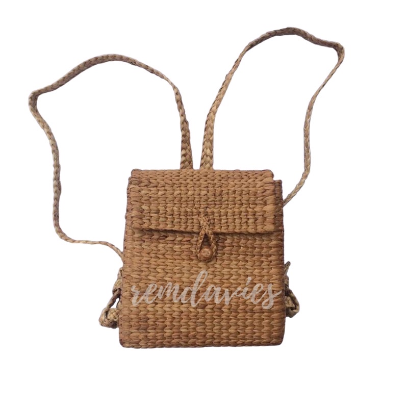 Backpack woven rattan waterhyacinth summer bag fashion womens backpack ...