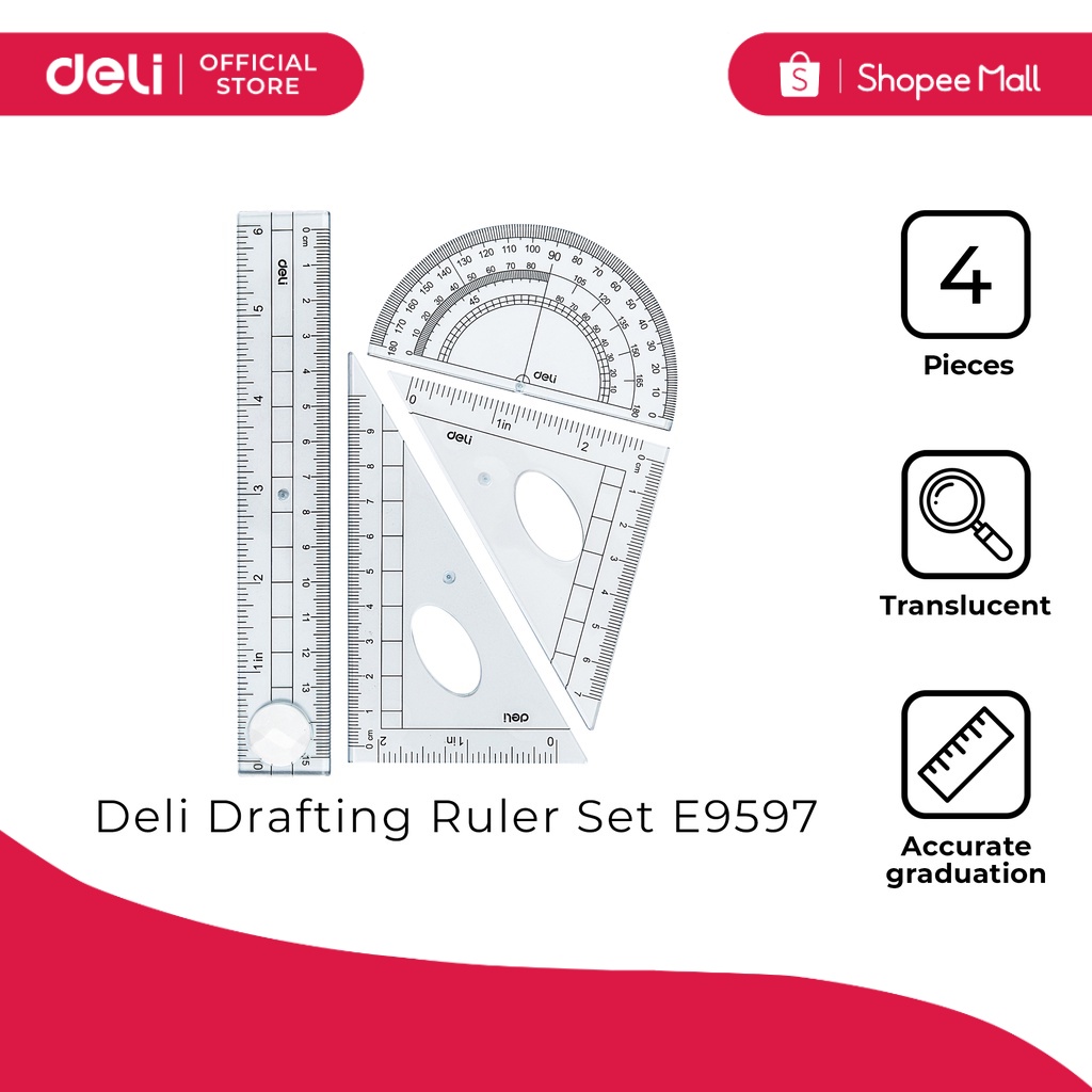 Deli Drafting Ruler Set 9597 (1pc) E9597 [75259597] | Shopee Philippines