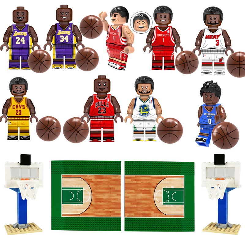 Children DIY City View NBA Dolls Basketball Court Baseplate Set ...